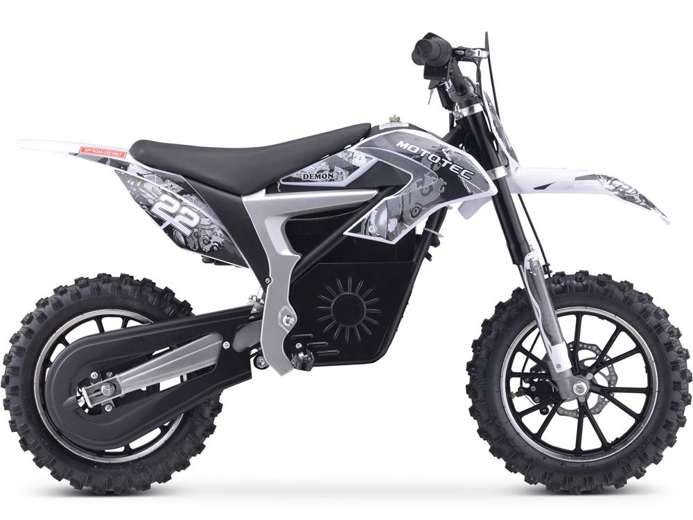 MotoTec 36v 790w Demon Electric Dirt Bike Lithium - White